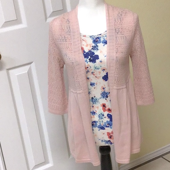 Apt. 9 | Sweaters | Soft Pink Sweater Jacket 34 Sleeve Petite S | Poshmark
